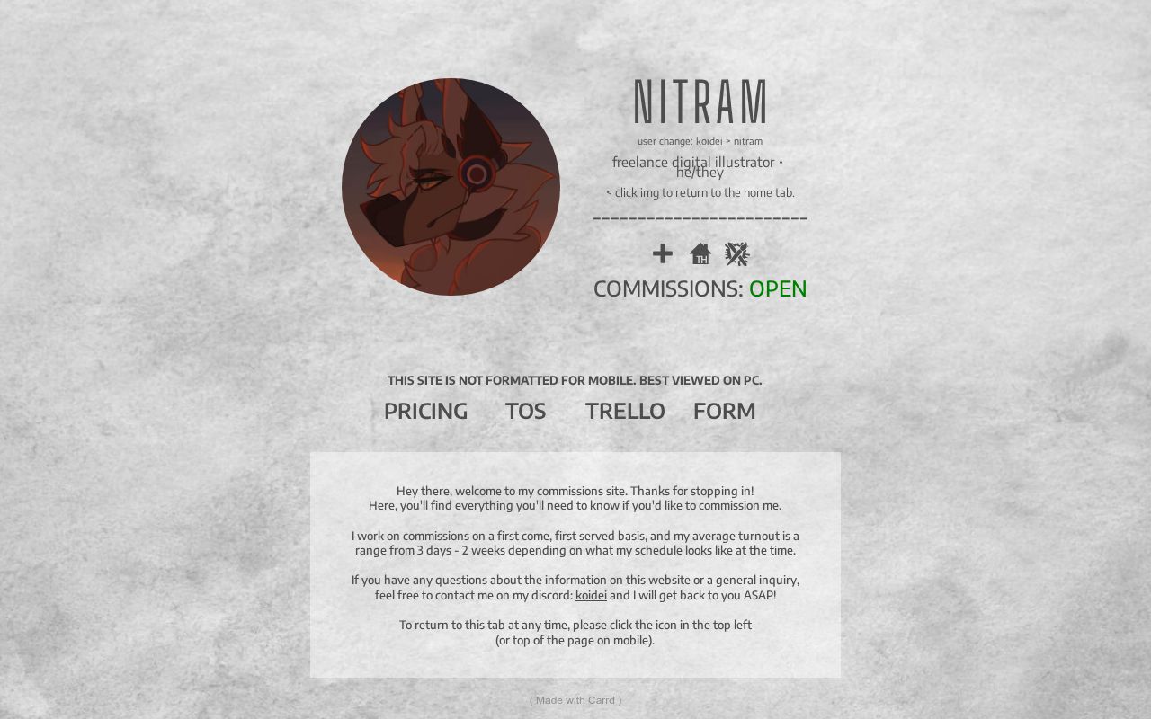 NITRAM'S COMMISSIONS